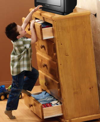 Install Anti-tip devices on furniture and televisions for safety